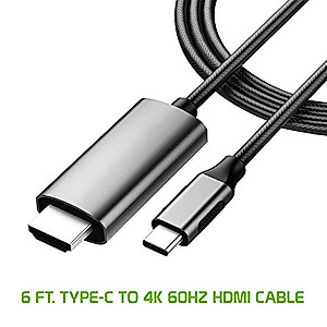 VOLT+ USB C to HDMI Cable, 6FT, 4K, Thunderbolt 3/4 USB C HDMI Adapter Compatible for Samsung Galaxy S6 to S23, Chromebook, Samsung Tabs, MacBook Pro/Air, iMac, iPad Pro, Surface, Dell, HP, TV