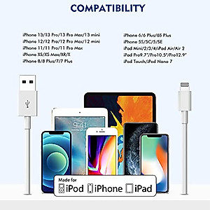 (Apple MFi Certified)iphone charger 10ft,2Pack 10 Foot Long Data Syncing Charging Lightning Cord Cable with 2Pack USB Wall Charger Travel Plug Adapter Box Compatible with iPhone 12/11 Pro/11/X/Xs/8/7