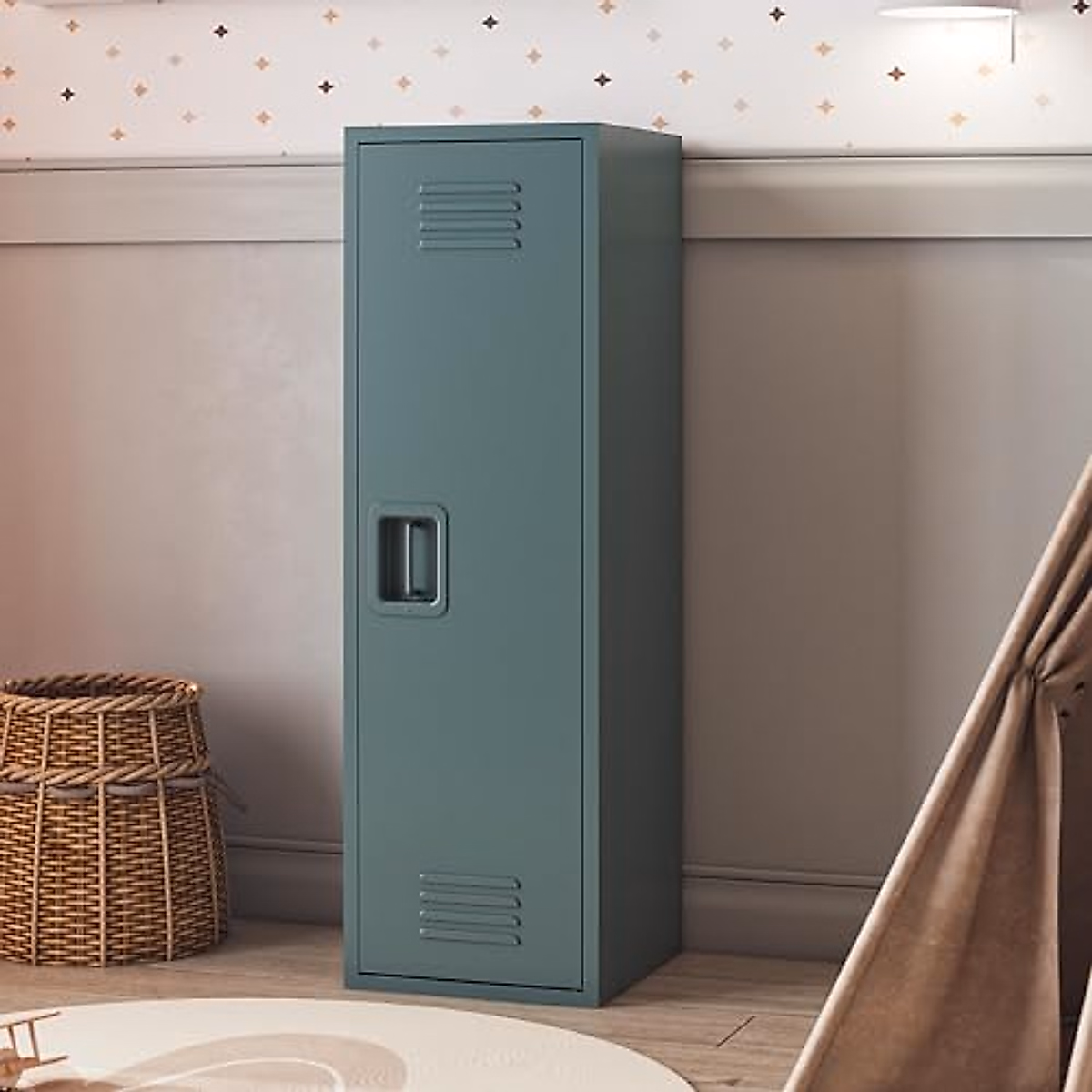 Little Seeds Casey Kids Tall Metal Storage Locker, Hunter Green
