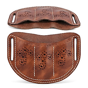 TOURBON Leather Pocket Organizer Folding Knife Holder 3 Slot EDC Pouch with Belt Loop