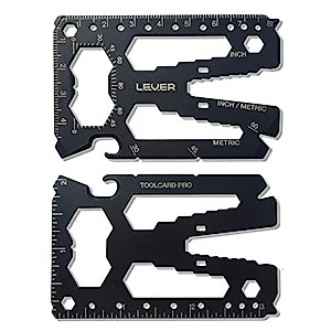 Lever Gear Toolcard Pro - 40 in 1 Credit Card Multitool. Slim, Minimalist Survival Card Wallet Tool Card. TSA Approved Multitool Card Pocket Tool. (Black)