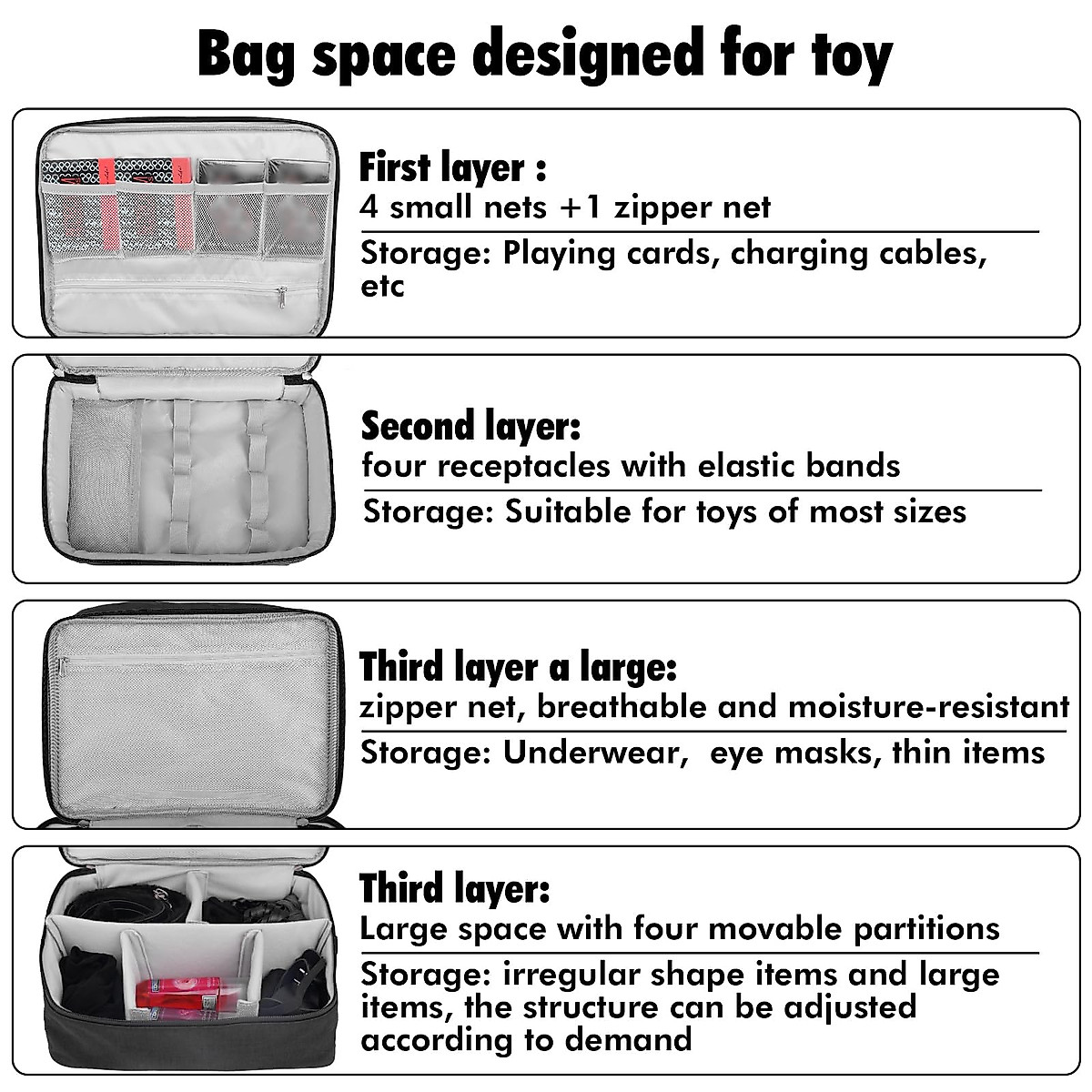 MUOUM Discreet Lockable Adult Storage Toy Bag And 2pcs L Size (8.6 * 11.8inch) Microfiber Drawstring Bag Box Organizer Container