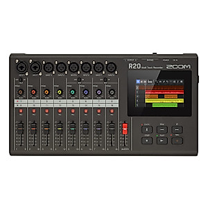 Zoom R20 Multi Track Tabletop Recorder, with Touchscreen, Onboard Editing, 16 Tracks, 6 XLR Inputs, 2 Combo Inputs, Effects, Synth, Drum Loops, and USB Audio Interface.