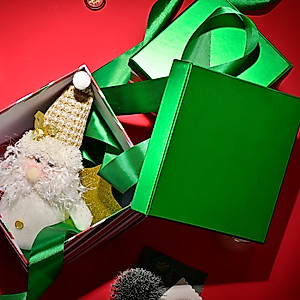 PAPER FAIR 5PCS Christmas Nesting Gift Boxes with Lid, Xmas Nested Box Set, 5 Sizes, Square Stackable, Green Red Stripe Paper Box Tower Décor with Satin Ribbon, for Holiday Thanksgiving New Year