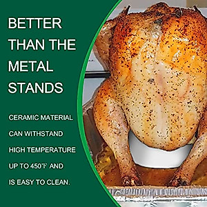 Quantfire Ceramic Chicken Roaster Rack, Beer Can Chicken Holder Stand Vertical Poultry BBQ Cooking Accessories for Grill, Oven or Smoker
