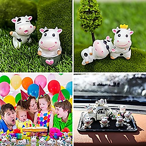 8 Styles Mini Cow Figurines, Fairy Garden Miniature Animals Farm Cattle Accessories, DIY Terrarium Moss Landscape Ornament Plant Pot Craft Dollhouse Decoration