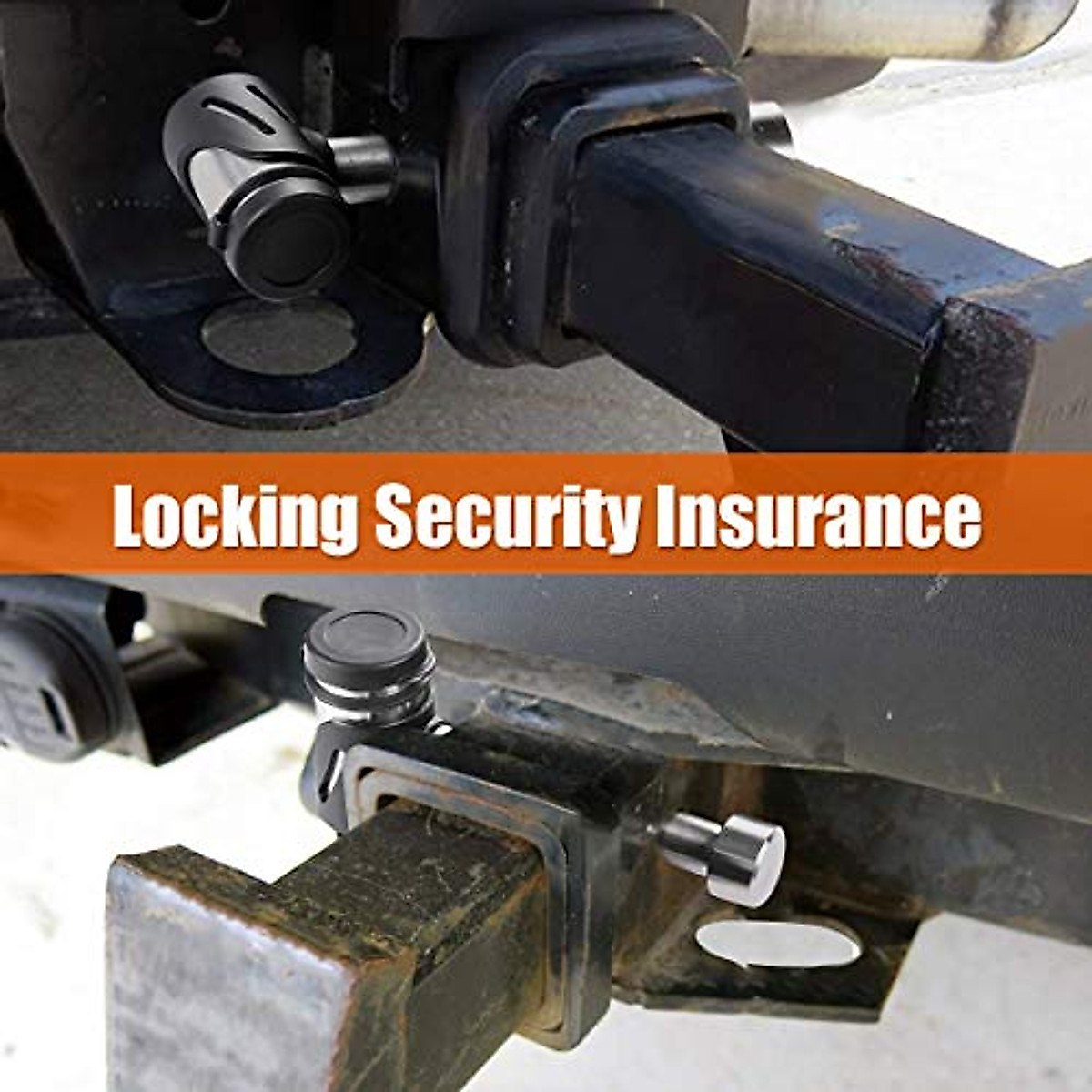 CZC AUTO Hitch Receiver Pin Lock Stainless 5/8 Inch Trailer Lock Keyed Alike for Class III IV 2 2-1/2 Inch Receiver Fit Hitch Bike Rack Tray Ball Tow Rope for Trailer Truck Car Boat (2 Pack, Silver)