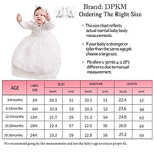 DPKM Baby Girl Baptism Dress 3PCS Infant Embroidered Christening Formal Gowns Outfit for Party Wedding