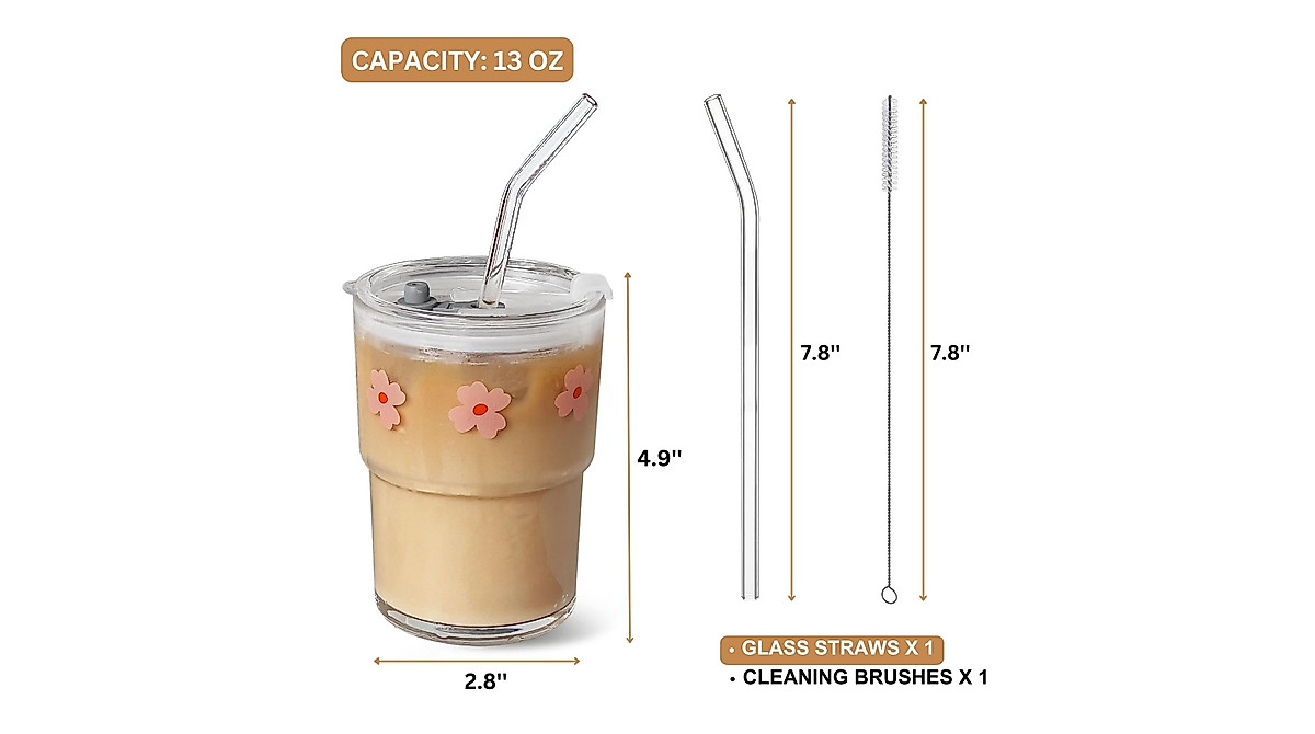 Olvini 13oz Glass Tumbler - Stylish & Reusable