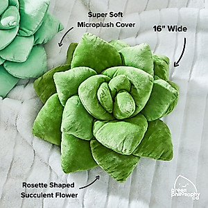 Green Philosophy Co. Plush Leaf Pillow - 3D Accent Succulent Leaf Throw Pillow for Couch Sofa Living Room Home Decor for Plant Lovers, Garden Lovers, Green Thumb Family & Friends