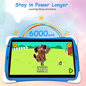 HOTTABLET Kids Tablet 10 inch, Android 12 Tablet for Kids, Parental Control Toddler Tablets, 32GB ROM 512GB Expand, Kids Apps Pre-Installed, Dual Camera, WiFi-6, Shockproof Kickstand Case