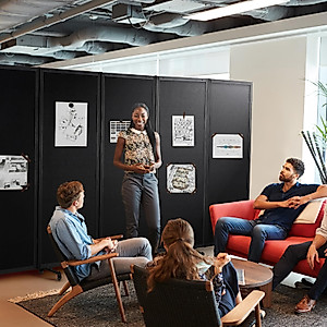 Strongbird Folding Room Partition, Office Partition Dividers, Privacy Divider Wall, Office Divides, 10'6"W x 6'7"H,Black