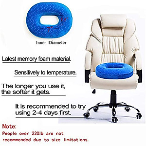 Orthopedic Ring Cushion Made from Memory Foam, Donut Cushion for Relief of Haemorrhoids (Piles) and Coccyx Pain, Suitable for Wheelchair, Car Seat, Home Or Office, Blue (Blue)