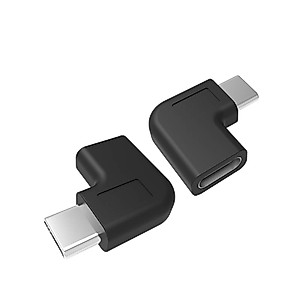 rgzhihuifz Type-C Right Angle Adapter,Type-C Male to Type-C Female Adapter， 2-Pack，90 Degree Type C Adapter,Right & Left Angled 90 Degree Type-C Extension Adapter for Laptop & Tablet & Mobile Phone