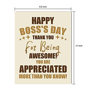 Jumbo Happy Boss’s Day Card for Boss Manager, Big Boss Thank You Card, Funny Oversize Appreciation Card from Team, Thank You for Being Awesome