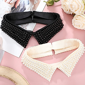 Hicarer 2 Pieces Pearl Collar Necklace for Women Detachable Fake Collar Simulated Pearl Beaded Bib Dickey Collar(Delicate)