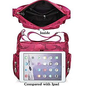 FiveloveTwo Lightweight Nylon Multi Pocket Hobo Shoulder Crossbody Bag Handbags and Purses for Women Men Top-handle Messenger Crossbody Bag Pack Totes Satchels Black Camouflage