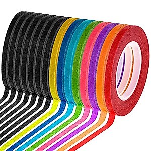 Cridoz 15 Rolls 1/8 Whiteboard Thin Tape Pinstripe Art Tape Dry Erase Board Grid Tape Lines Pinstriping Electrical Marking Tape, Assorted Colors