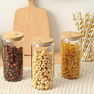 Moretoes 3pcs 16oz Glass Cups with Lids and Straws, Glass Iced Coffee Cups Drinking Glasses Set, Cute Tumbler Cup Boba Bottle for Jumbo Smoothie, Bubble Tea, Cold Brew,Soda, Juice