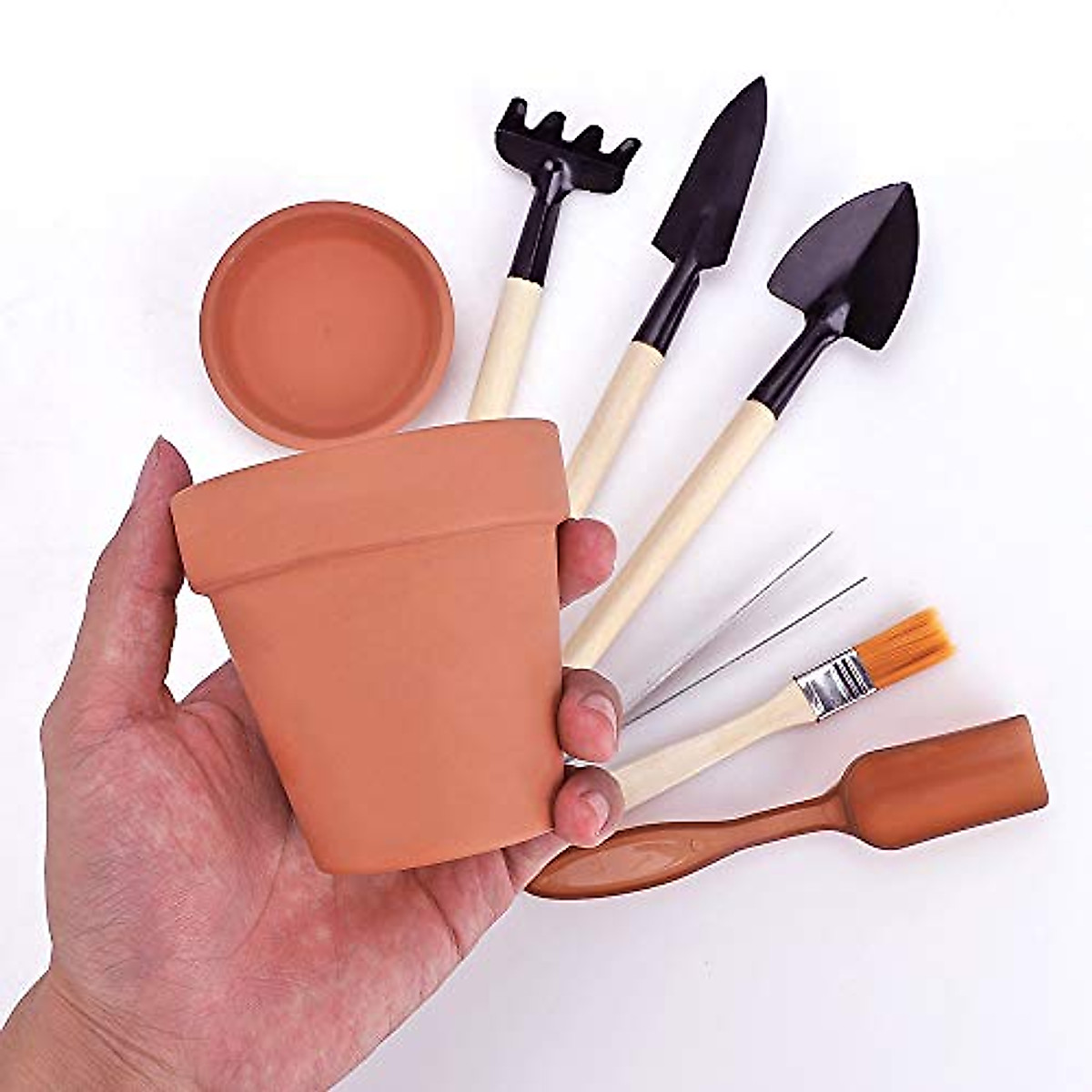 Nilos 12 Pack Terra Cotta Pots with Saucer - 12pcs 3 Inches Clay Pots with 7Pcs Succulent Tools Mini Flower Pot Planters for Succulent Display, Indoor, Outdoor, Home, Office, Wedding Decor