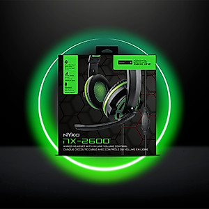 Nyko NX-2600 Wired Headset for Xbox One - Lightweight Headphones w/Adjustable Microphone - Compatible w/Xbox 1, Xbox X|S, Switch, PS4 and PS5 - Xbox One Accessories (Black and Green)