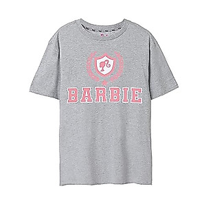 Barbie Women's Grey Marl Logo T-Shirt | Iconic Brand | Fashionable Top | Comfortable Retro Fit Movie Merchandise Gift - Large
