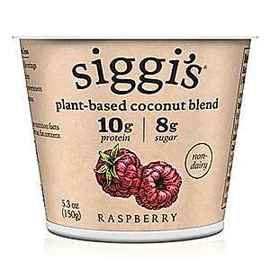siggi's Plant-Based Coconut Blend, Raspberry, 5.3 oz. Cup – Single Serving Dairy Free Snack, More Protein Than Sugar