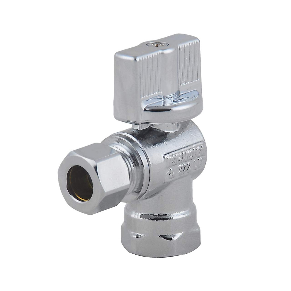 LD Valve- 1/4 Turn Angle Stop Valve 3/8-in FIP Iron Pipe x 3/8-in OD Compression,Quarter Turn LF Chrome Plated Brass Water Shut Off Angle Valve for Faucet or Toilet Installation(2-Pack)