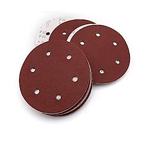 Jiayouy 40 Grit 9 Inch 6 Hole Hook and Loop Sanding Disc Flocking Sandpaper for Random Orbit Sander 10Pcs