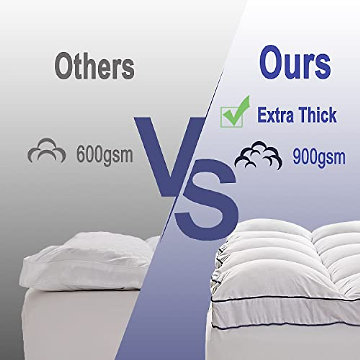 SWTMERRY King Size Mattress Pad Topper - Extra Thick Quilted Fitted Mattress Protector Pillow Cotton Top with 21" Deep Pocket for 8-24 inches Mattress,Soft and Breathable Bed Topper Cover