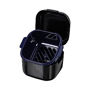 Yardwe Denture Bath Case Cup Box Portable False Teeth Holder Storage Soak Container Orthodontic Retainer Case with Strainer Basket for Travel Cleaning Black