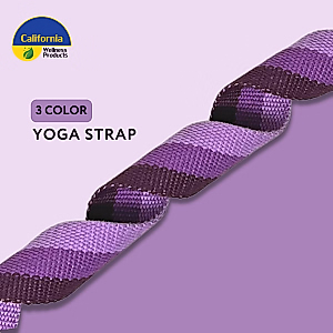 California Wellness Products Yoga Strap - yoga belt strap - yoga straps for stretching - exercise strap with Extra Safe Adjustable D-Ring Buckle for Pilates - yoga band for Women & Men