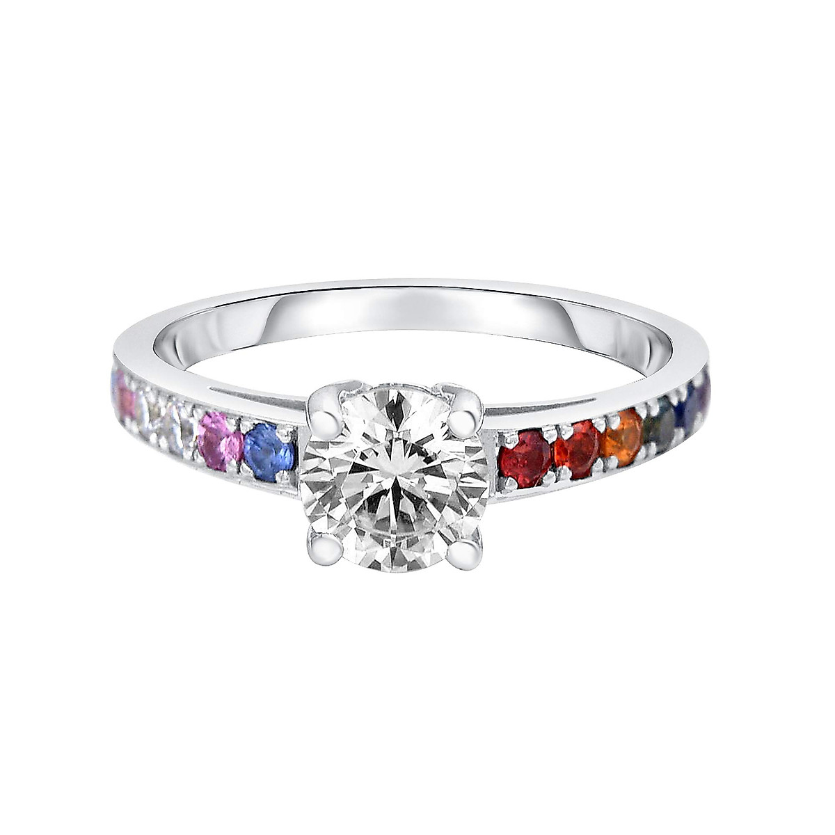 EQUALLI Transgender Pride Las Vegas Ring in 14K White Gold (Size: 6)