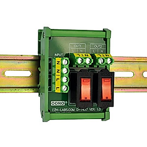 Rocker Switch Thermal Circuit Breaker Overload Protector 2 Channel Power Distribution Module DIN Rail Mount
