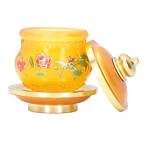 Buddha Water Cup, Buddhism Water Supply Cup Buddha Worship Family Tribute Holy Supplies Coloured Glaze Small Altar Cups Ceramic Holy Water Offering Cup Tibetan Worship Cup