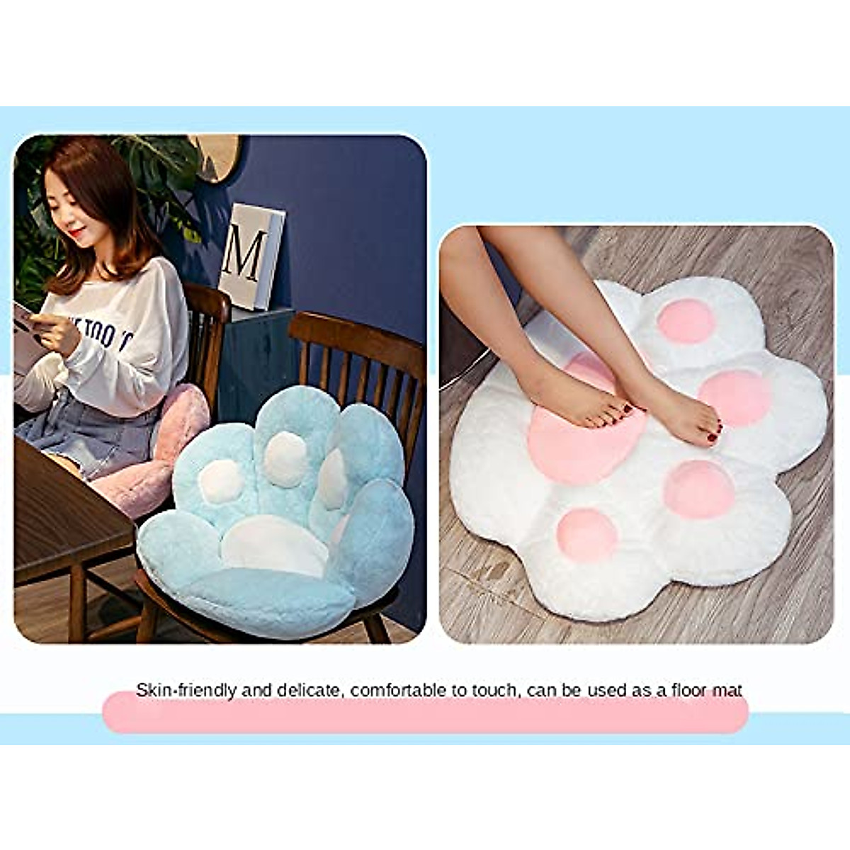 Cartoon Bear paw cat Claw Cushion, Half-Surround Cushion, Lazy one-Piece Sofa, Office seat, Student Cushion (Polar White, 60cm*70cm)