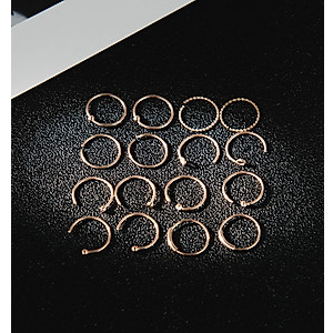 Masedy 16Pcs 20G 316L Stainless Steel Nose Rings Hoop Tragus Cartilage Helix Ring Lip Septum Piercing Rose Gold 8MM