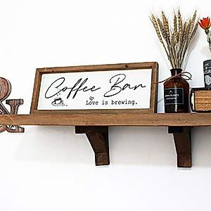 Wartter 16.2x6.4 inches Wood Framed Coffee Bar Sign -Love is Brewing Wall Art Decor