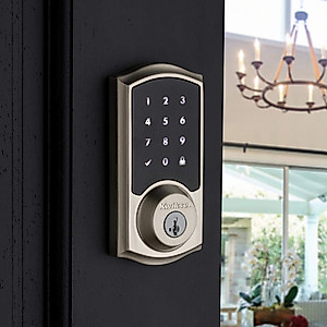 Kwikset 99160-020 Smartcode 916 Traditional Smart Lock Touchscreen Electronic Deadbolt Door Lock with SmartKey Security and Z-Wave Plus, Satin Nickel