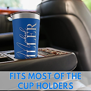 Be Burgundy Personalized Tumbler with Engraved Name - 12 Designs, 20 Oz Coffee Tumbler with Slider Lid, Black - Double Wall Insulated, Personalized Gifts for Him