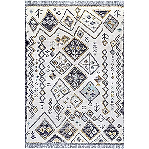 nuLOOM Simone Moroccan Mural Fringed Indoor/Outdoor Area Rug, 5' x 8', Multi