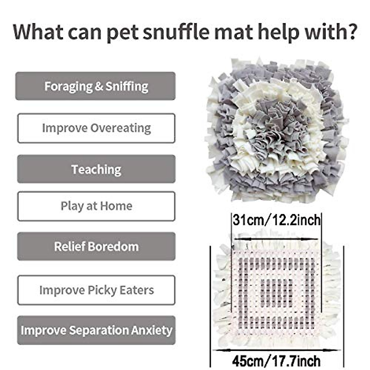 LIVEKEY Pet Snuffle Mat for Dogs, Dog Feeding Mat, Nosework Training Mats for Foraging Instinct Interactive Puzzle Toys (Gray&White) (Gray&White)