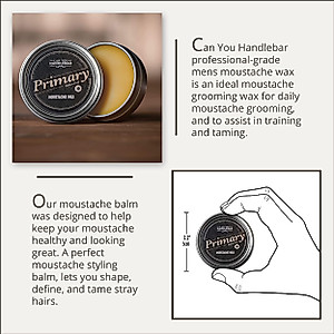 Can You Handlebar Moustache Wax for Men, Medium Hold Styling Balm, Unscented Natural Beeswax, Grooming Products, 1 oz Tin Each