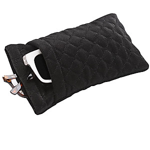 Anourney Large Double Eyeglasses Case, Squeeze Top Soft Glasses Pouch,Portable Sunglass Case with Cleaning Cloth for Women(Black)