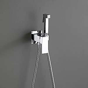 MINJING Bidet Sprayer Kit for Toilet Chrome Wall Mounted Bidet Attachment Faucet Sprayer for Toilet Multifunction for Pet Bath/Personal Hygiene/Bathroom/Closestool,Spring Hose