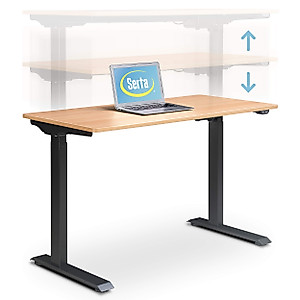 Serta Creativity Electric Height Adjustable Desk, 47" Inch Wood Desktop Sit Stand Table for Office, Work from Home Furniture, Easy to Assemble, Light Brown