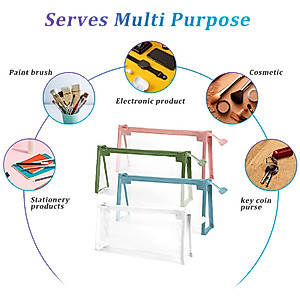 salbsever 4 Pcs Clear Pencil Bag Pencil Case with Zipper Pen Pouch Transparent Marker Pouch Pencil Case Travel Toiletry Cosmetic Makeup Bag Pencil Storage Bag Multifonction Organizer Bag for Adults