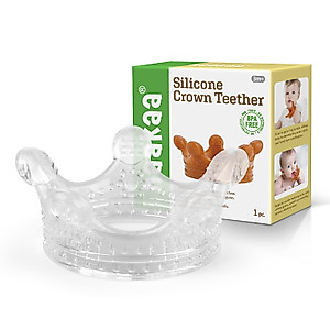 Haakaa Crown Teether - Super Soft Silicone Teething Toys | Freezer Safe Cold Soothing Teethers for 0M+Babies,Toddlers,Easy Grip,Soothe Sore Gums,BPA Free Newborn Gifts -Transparent