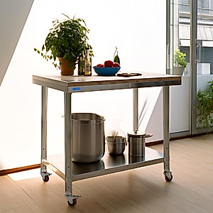 KUARBARR Stainless Steel Table for Prep & Work with 4 Caster Wheels with Adjustable Undershelf 24 x 30 NSF Metal Commercial Kitchen Worktable for Restaurant Home Outdoor