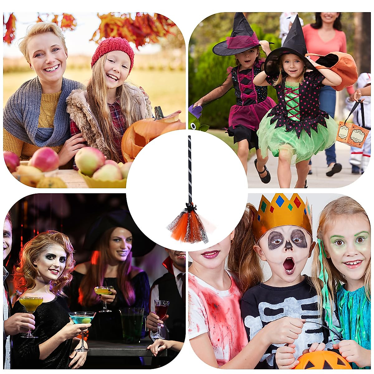 Beavorty Halloween Witch Broom Witch Broomstick Cosplay Broom Props Realistic Wizard Flying Broom Stick Accessory for Costumes Orange